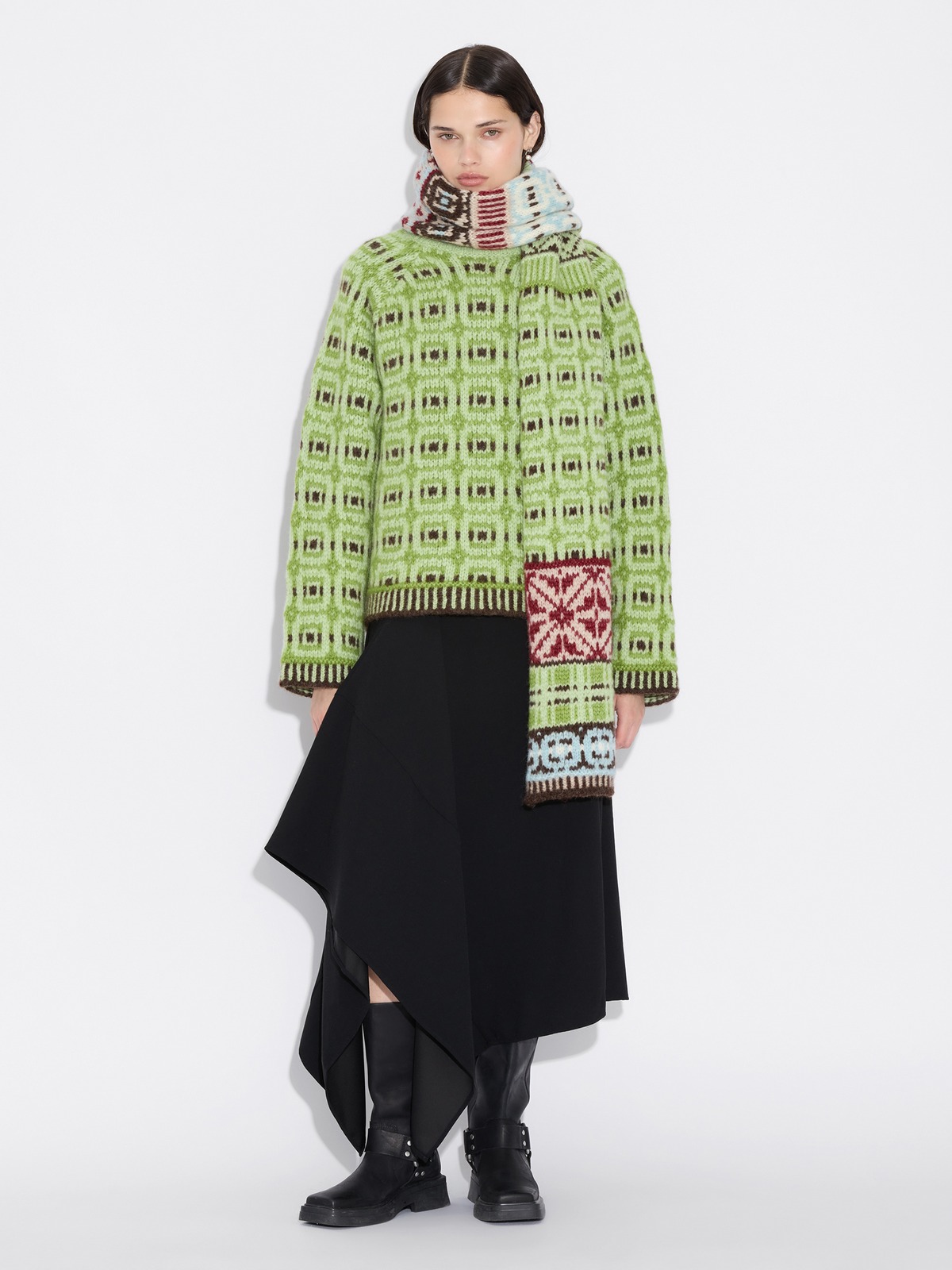 Norwegian Wool Scarf - Green Mix - Holzweiler