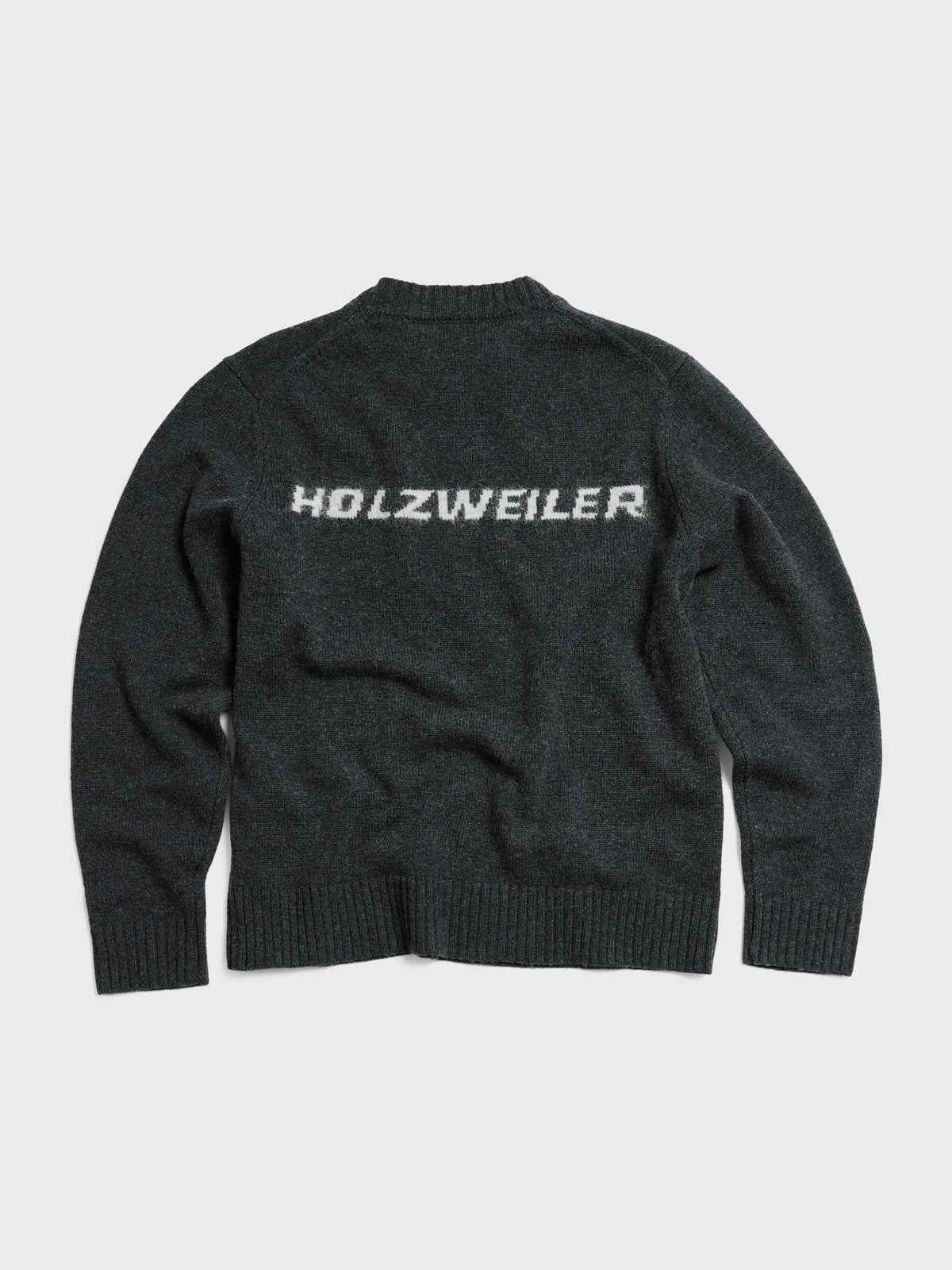 Fluffy Logo Crewneck Sweater - Dk. Grey - Holzweiler