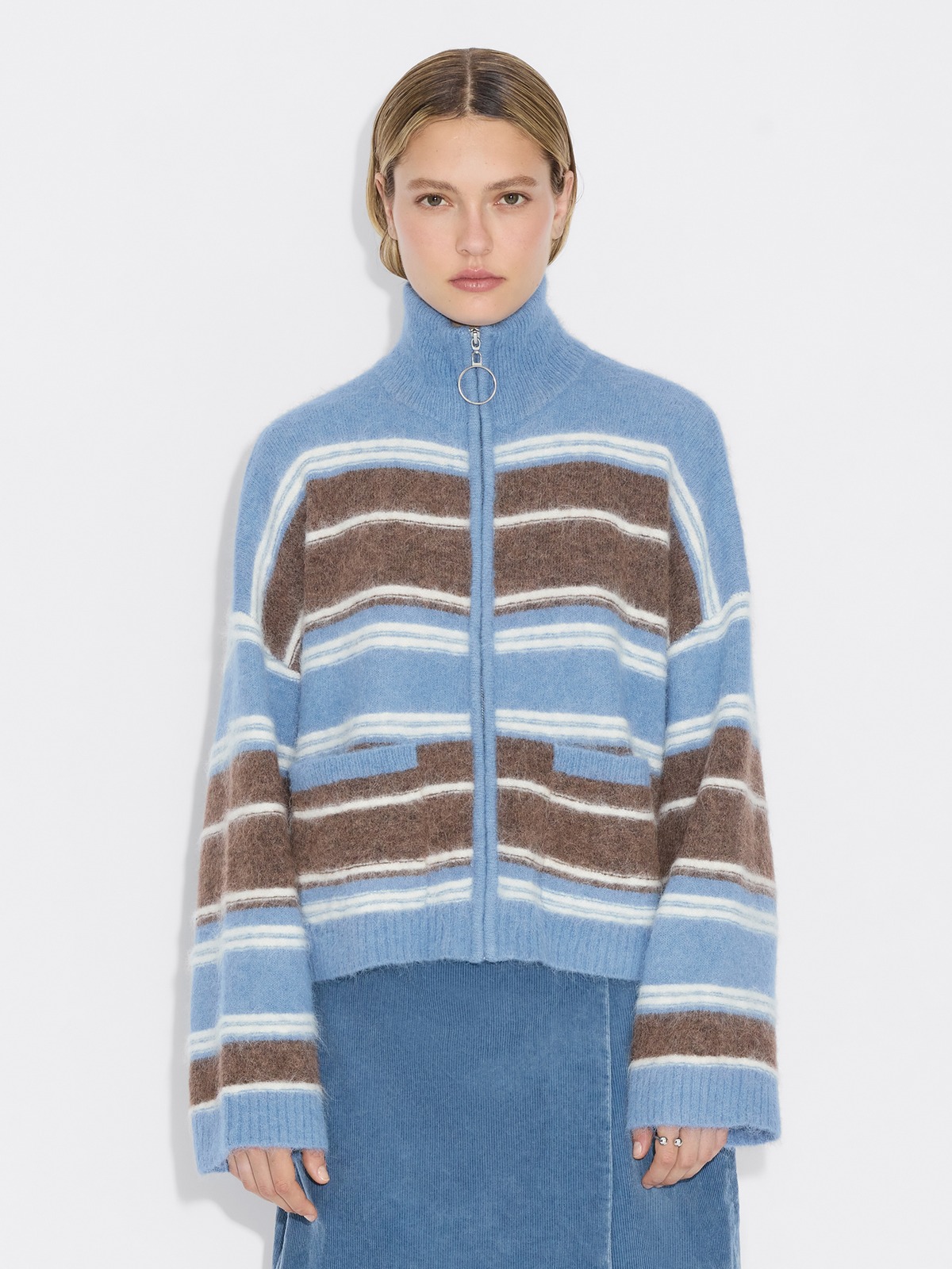 Tine Stripe Cardigan - Blue Stripe - Holzweiler