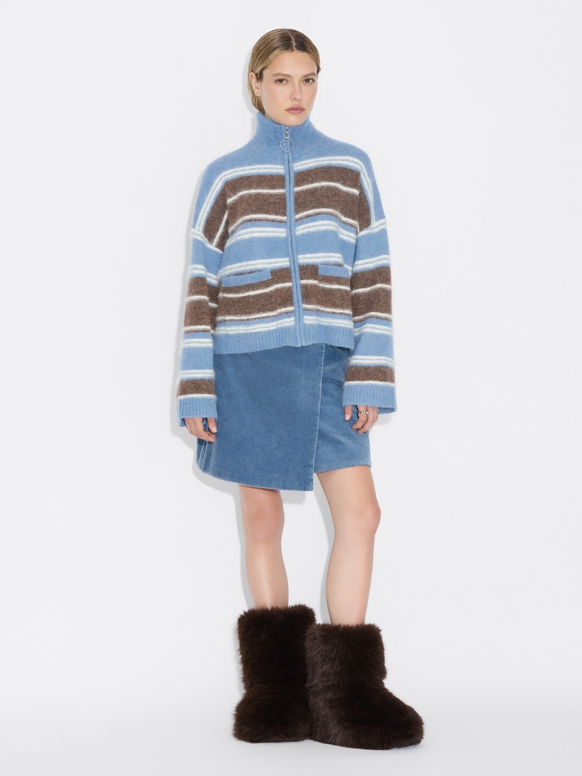 Tine Stripe Cardigan - Blue Stripe - Holzweiler